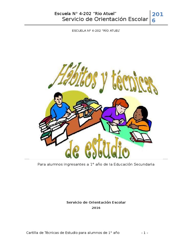 Cartilla de Tecnicas de Estudio | PDF | Habilidades de estudio ...
