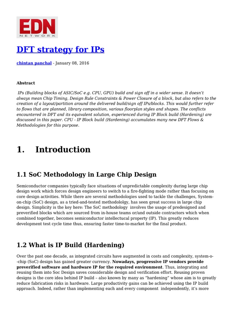 DFT Strategy For IPs | PDF | System On A Chip | Integrated Circuit