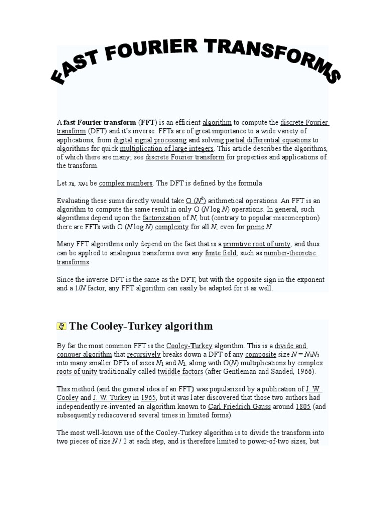 Fast Fourier Transforms | PDF | Fast Fourier Transform | Discrete Fourier Transform