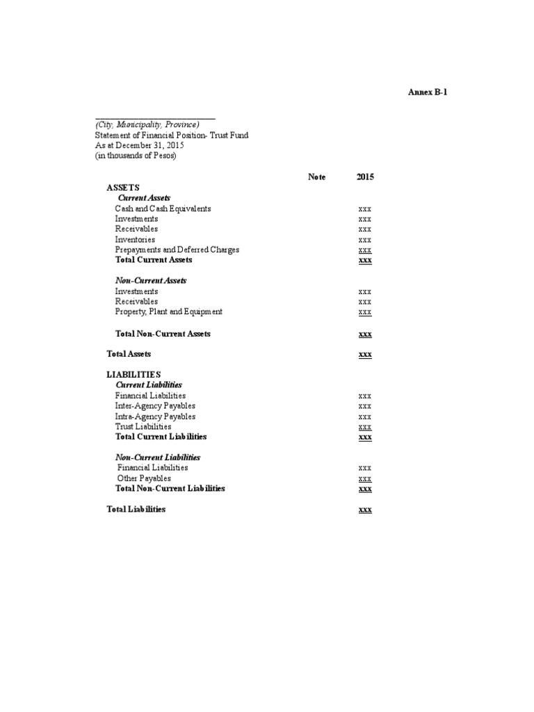 Trust Fund Financial Position Statement | PDF | Finance & Money Management