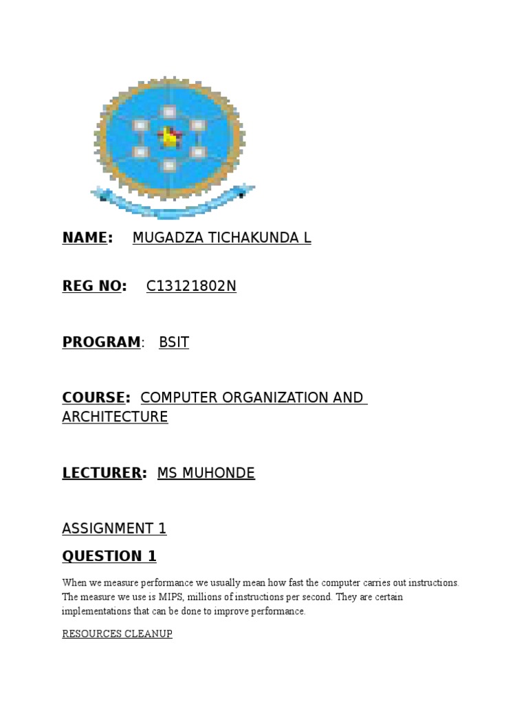Computer Organisation and Architecture Assignment | PDF | Instruction ...