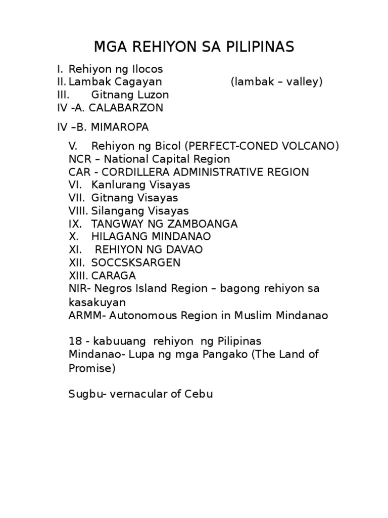 Mga Rehiyon Ng Pilipinas Slideshare