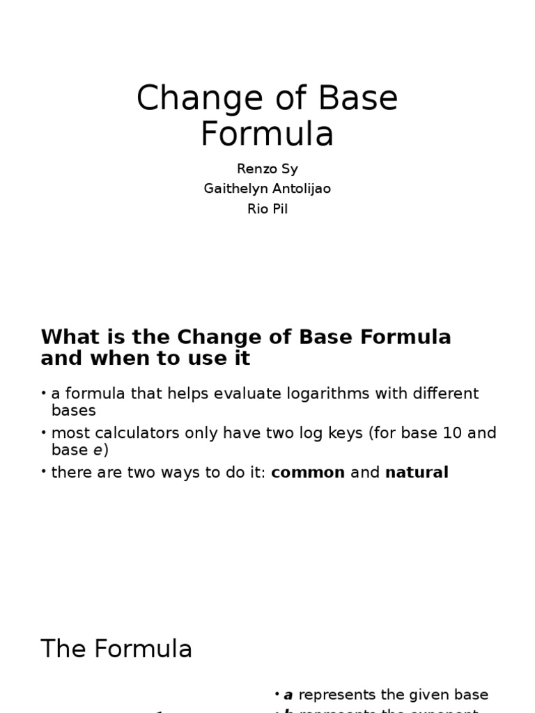 Change of Base Formula | PDF