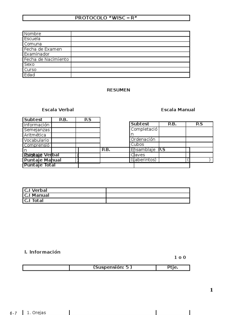 Protocolo de Evaluación WISC-R | PDF | Naturaleza