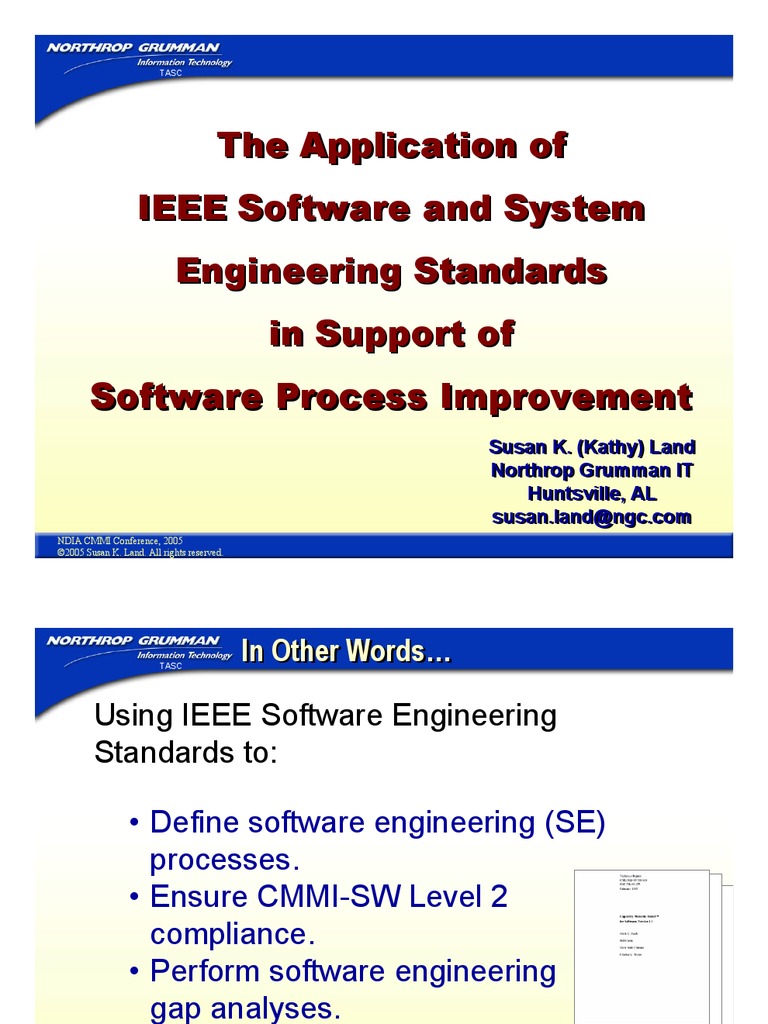 The Application of IEEE Software and System Engineering Standards in ...