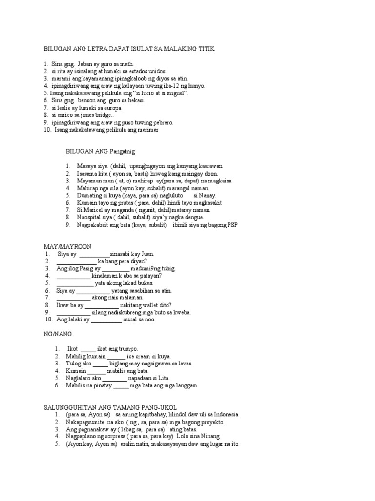Grade 4 Pangatnig Pang-Ukol | PDF