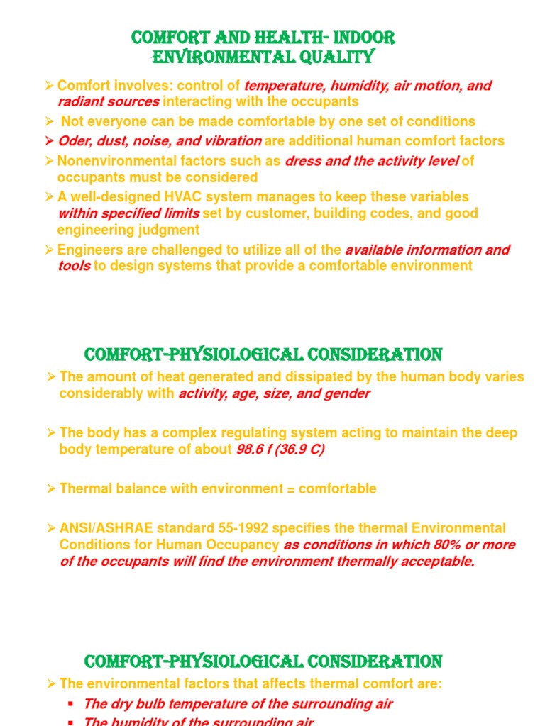 Indoor Environmental Quality and Comfort | PDF | Humidity | Hvac
