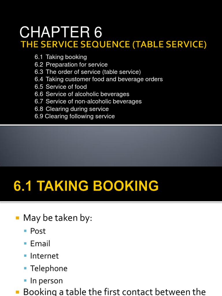 Chapter 6 - The Service Sequence (Table Service) | PDF | Tableware | Beer