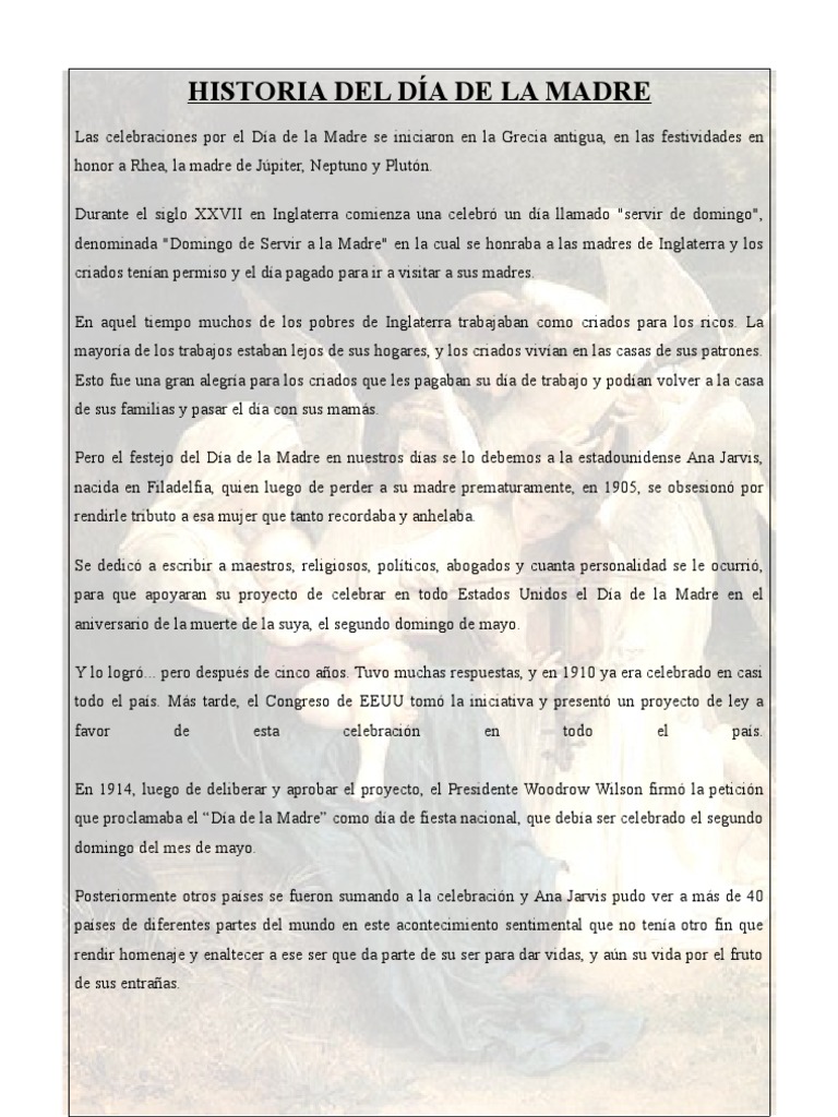 Historia Del Día de La Madre | PDF
