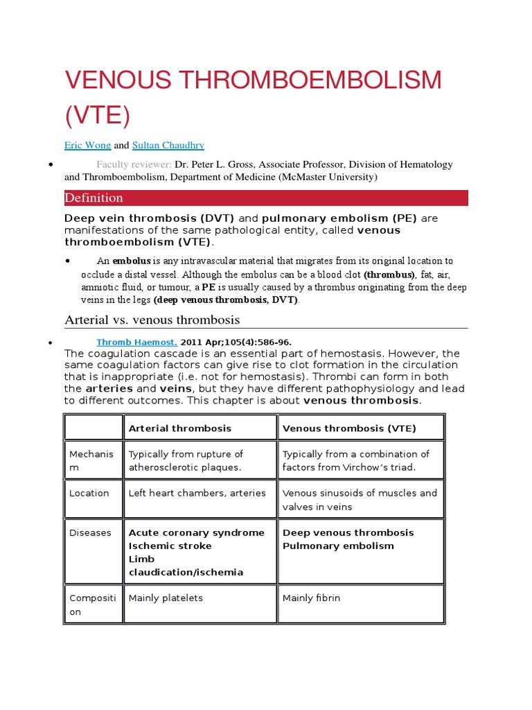 Venous Thromboembolism | PDF | Thrombosis | Coagulation