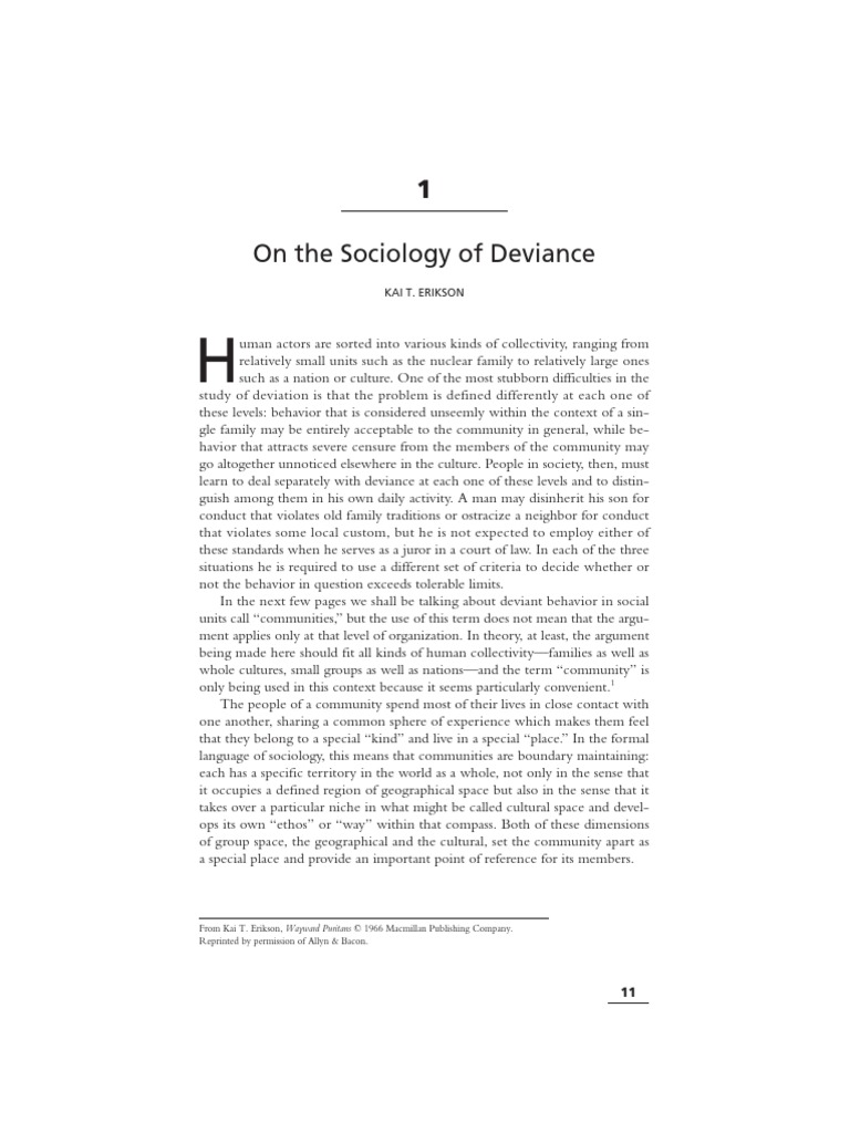 Erikson - Sociology of Deviance | PDF | Deviance (Sociology) | Norm (Social)