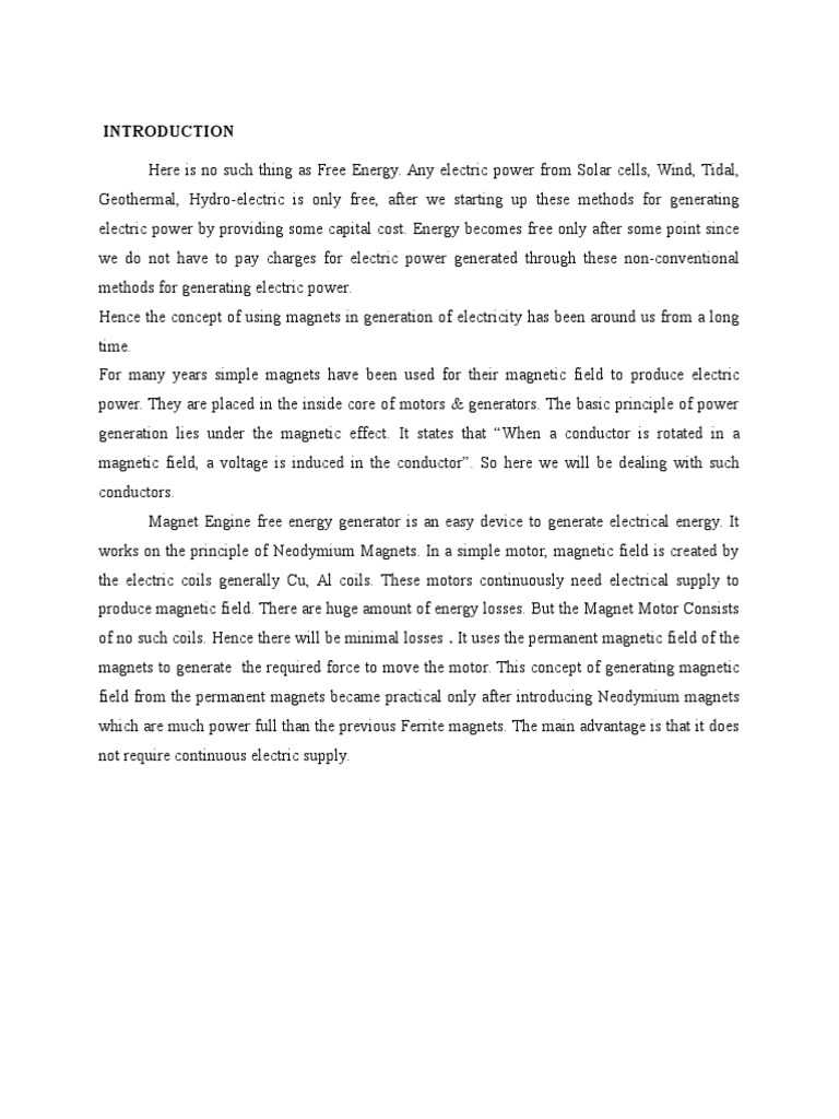 Free Energy Generation | PDF | Electric Generator | Electric Motor