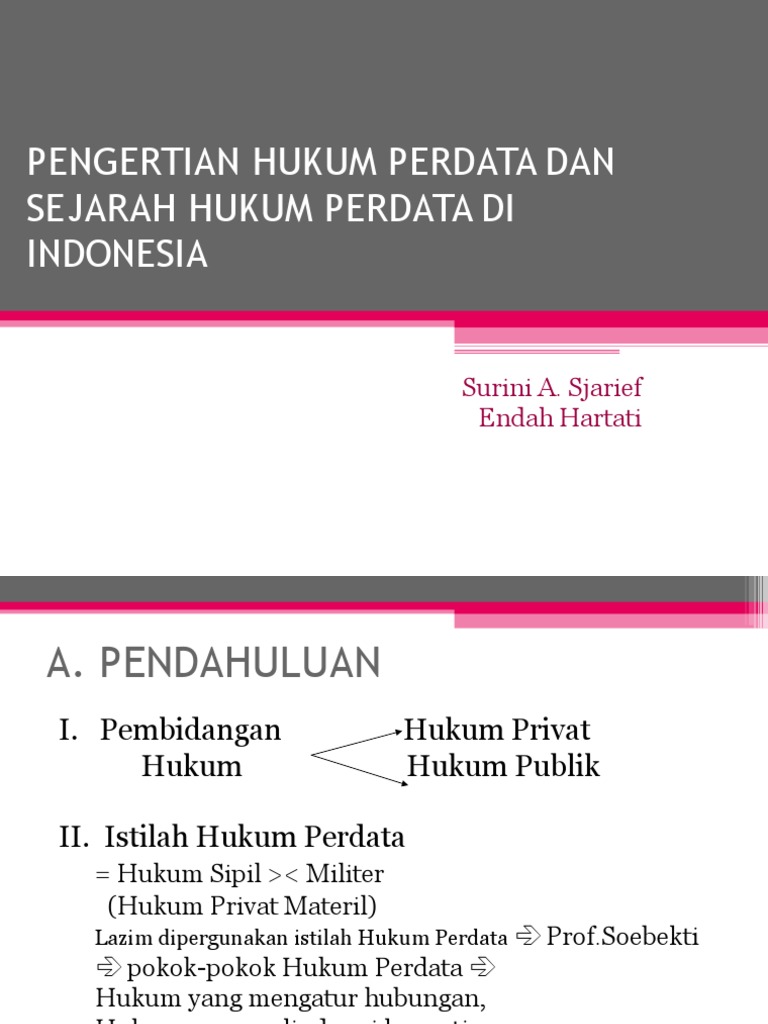 Pengertian Hukum Perdata Dan Sejarah Hukum Perdata Di Indonesia | PDF