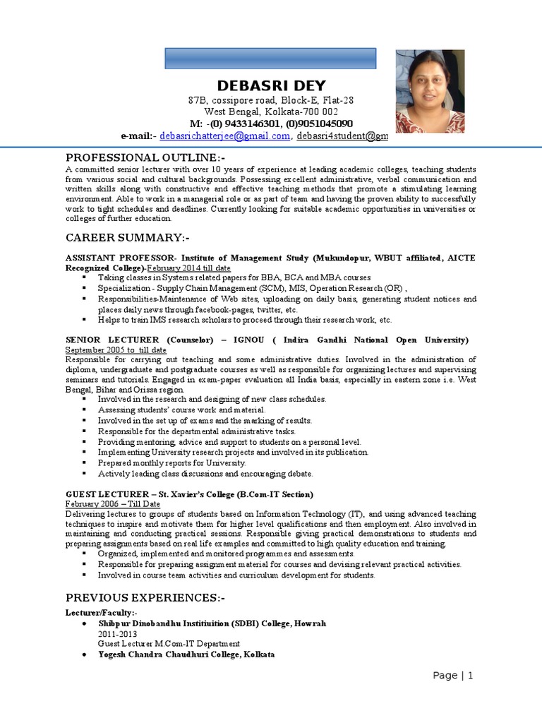 CV2016 | PDF | Lecturer | Lecture