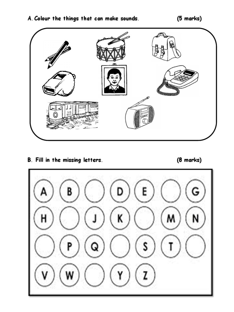 A. Colour The Things That Can Make Sounds. (5 Marks) | PDF