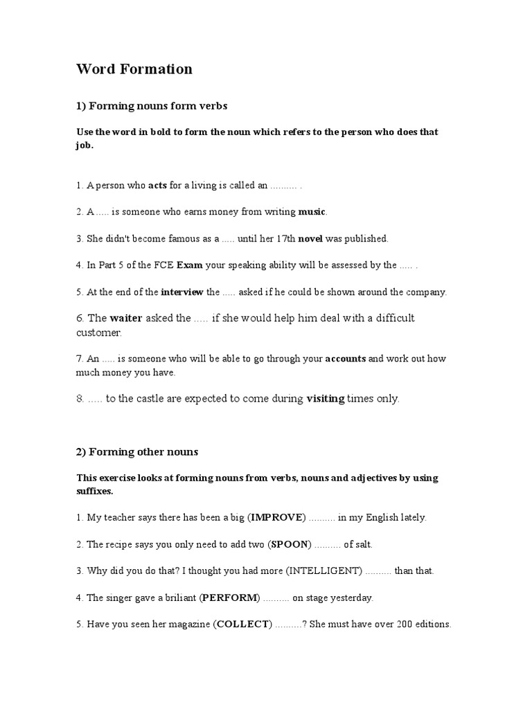 Word Formation | PDF | Verb | English Language