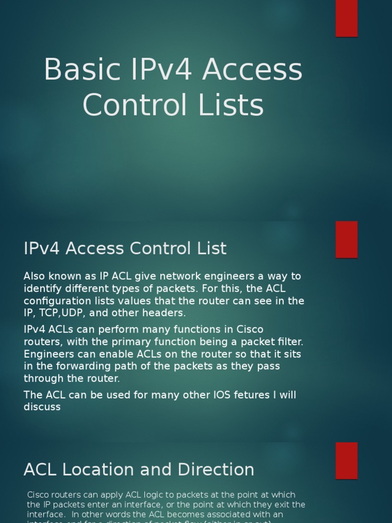 Basic IPv4 Access Control Lists | PDF