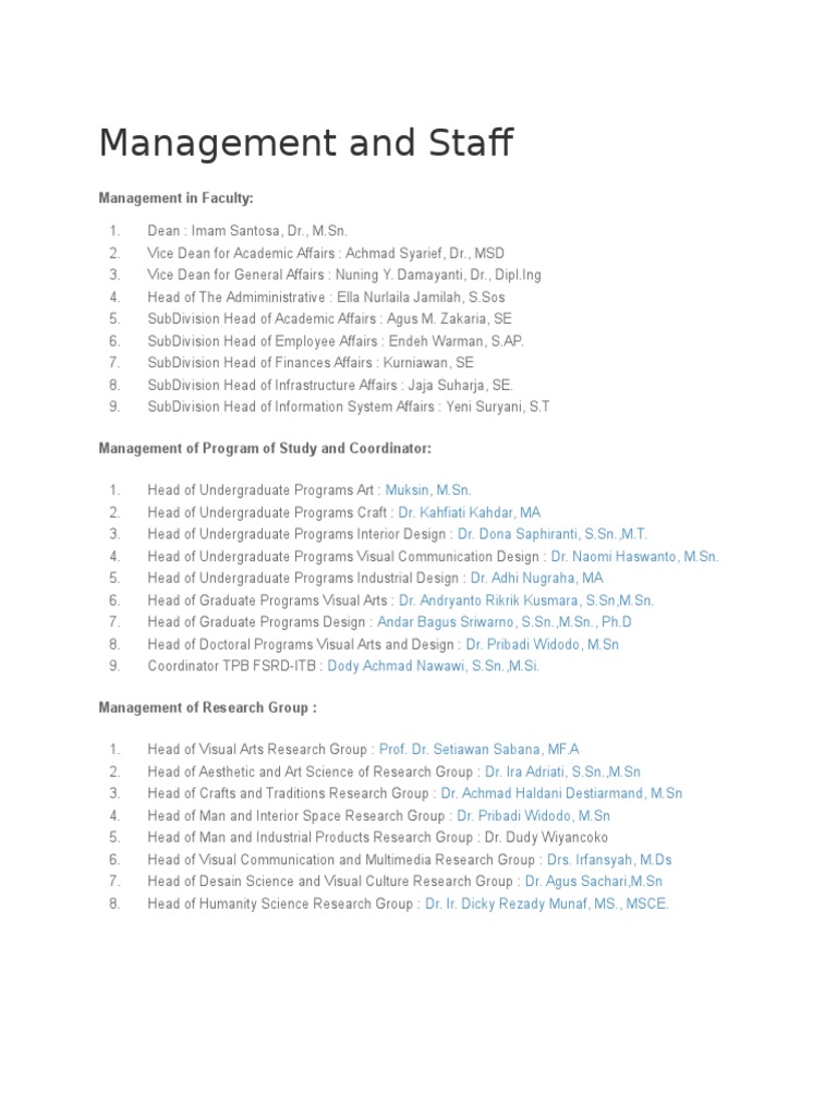 FSRD ITB Management Overview | PDF | Studio | Lecture