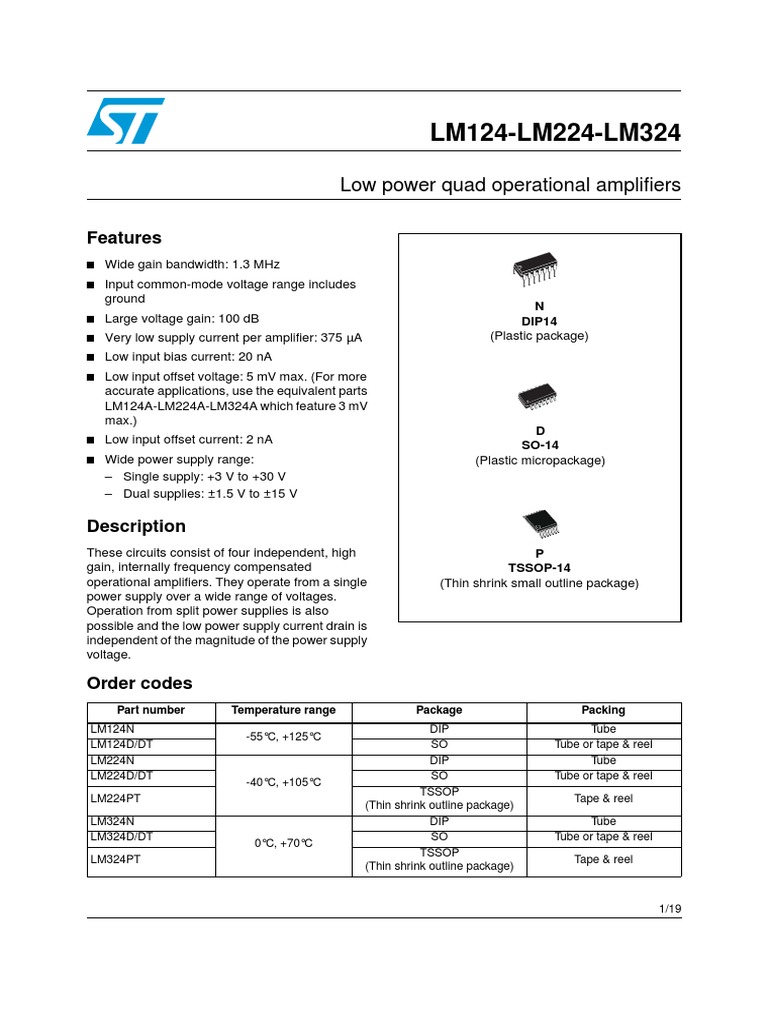 Datasheet Componente | PDF | Amplifier | Operational Amplifier