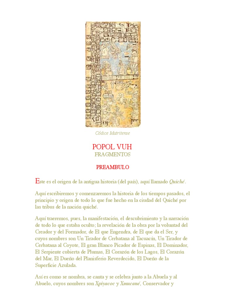 Popol Vuh (Fragmentos).pdf | Luna | Mitos de la creación