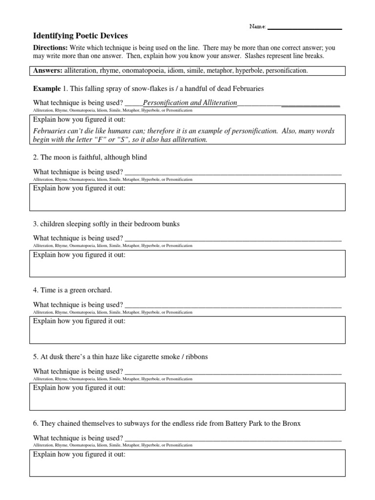 Identifying Poetic Devices | PDF | Literary Techniques | Metaphor