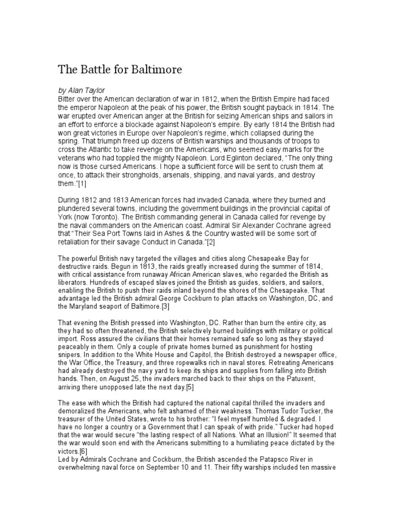 The Battle For Baltimore | PDF | The Star Spangled Banner | United ...