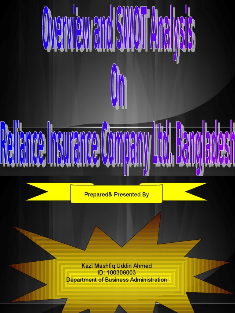 Swot Analysis On Reliance Insurance | PDF | Insurance | Dividend