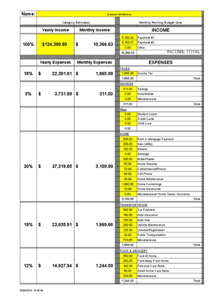 Career Budget | PDF | Finance & Money Management