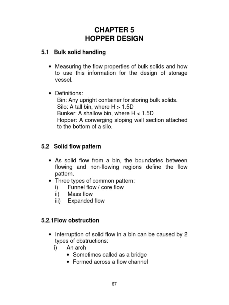 CHE572 Chapter 5 Hopper Design PDF | PDF | Shear Stress | Powder ...