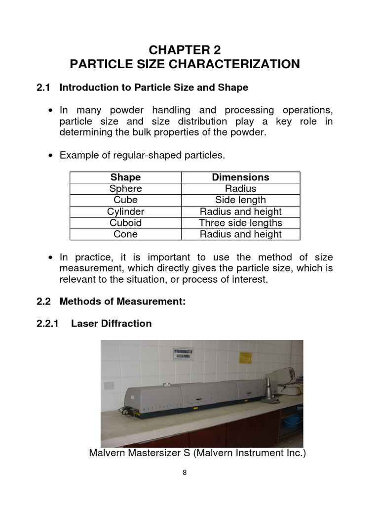 CHE572 Chapter 2 Particle Size Characterization PDF | PDF | Arithmetic ...