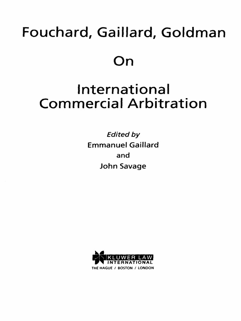 Fouchard | PDF | Assignment (Law) | Arbitration