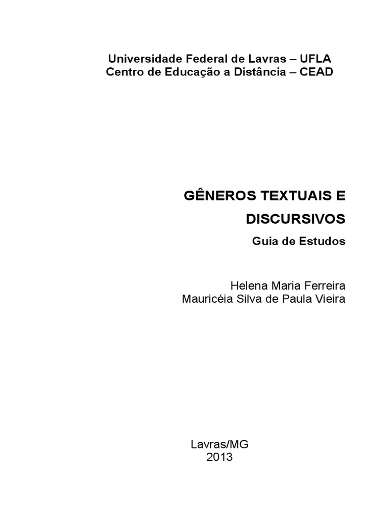 Análise dos gêneros textuais e discursivos: um guia de estudos para ...