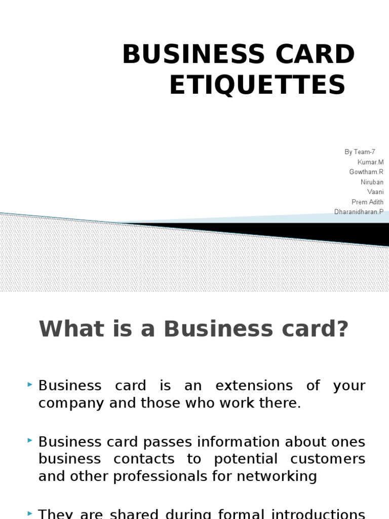 Business Card Etiquette | PDF | Communication | Languages