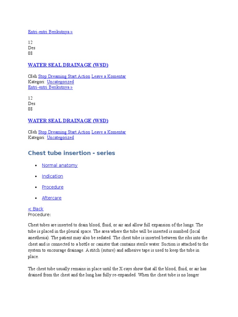 Water Seal Drainage (WSD) : Entri-Entri Berikutnya | PDF | Thorax ...
