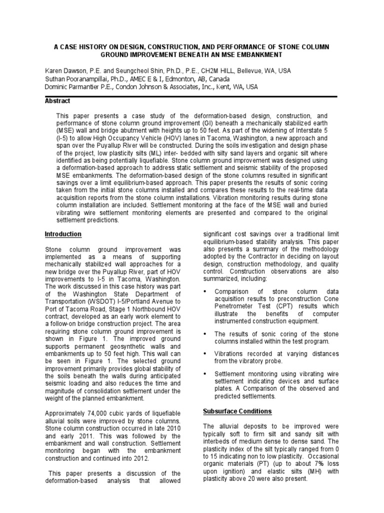 Stone Column Ground Improvement Case Study | PDF | Geotechnical ...