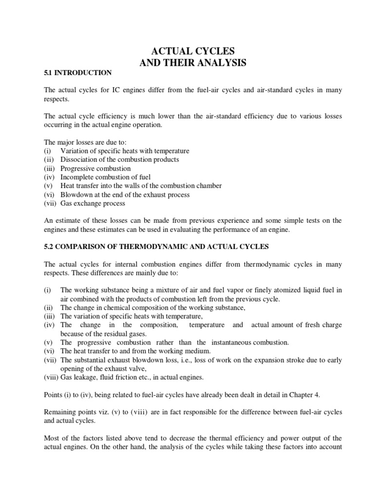 Actual Cycles | PDF | Internal Combustion Engine | Combustion