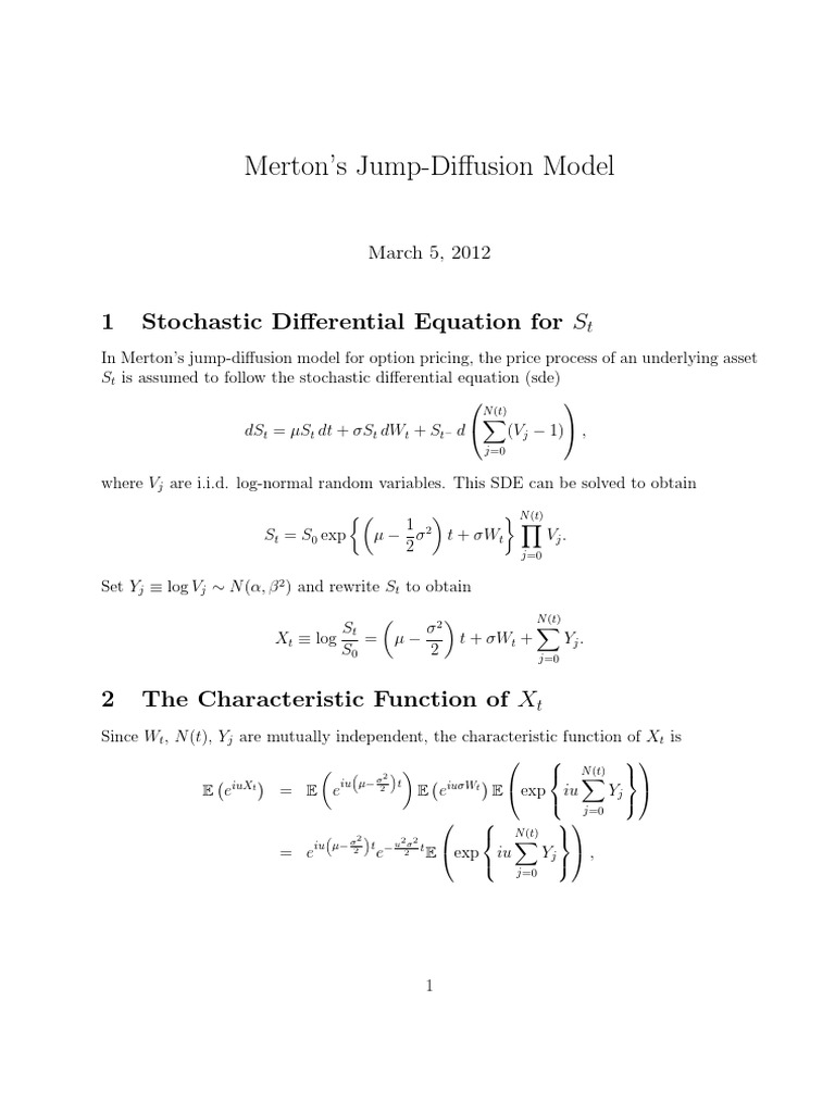 Merton Jump.diffusion.model | Stochastic Differential Equation | Mathematical Analysis