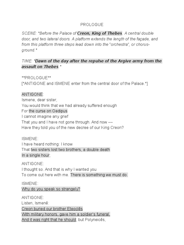 Antigone Script Edited | PDF | Oedipus | Ancient Thebes (Boeotia)