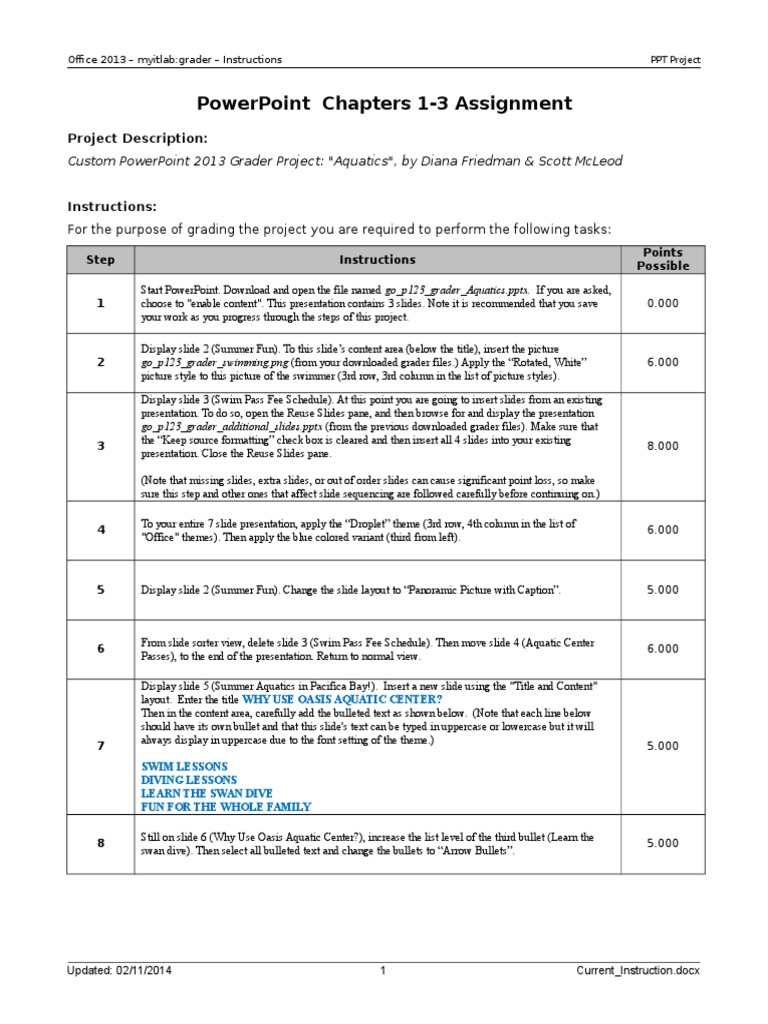 PowerPoint Chapters 1-3 Assignment Instructions | Microsoft Power Point ...
