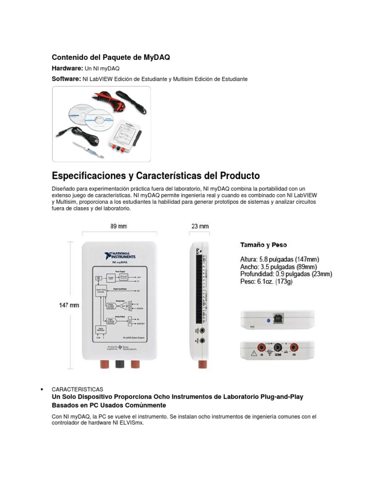 Especificaciones del NI myDAQ | PDF | Hardware de la computadora ...