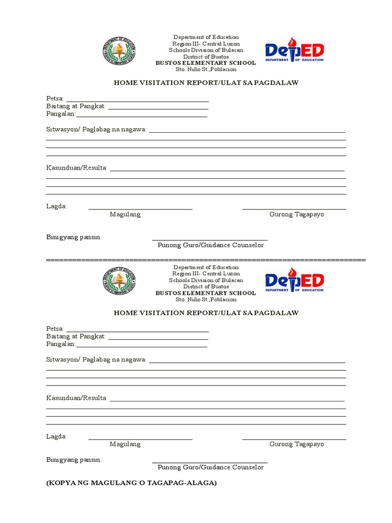 Home Visitation Report Template | PDF | Wellness