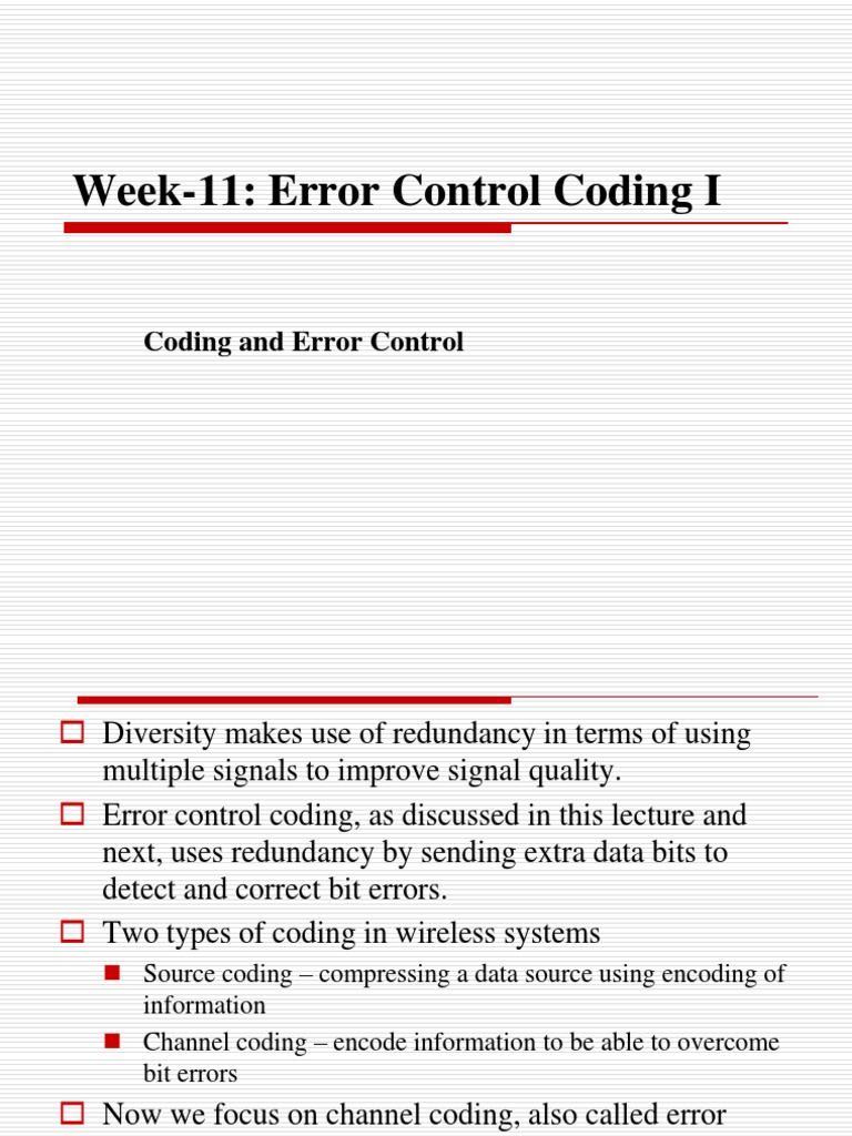 Error Control Coding Forward Error Correction Error Detection And Correction 4492