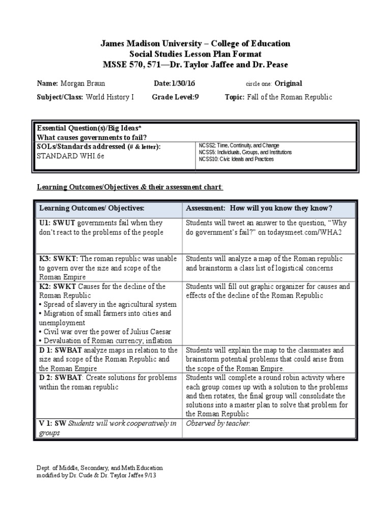 Fall of the Roman Republic Lesson Plan | PDF | Roman Empire | Roman ...