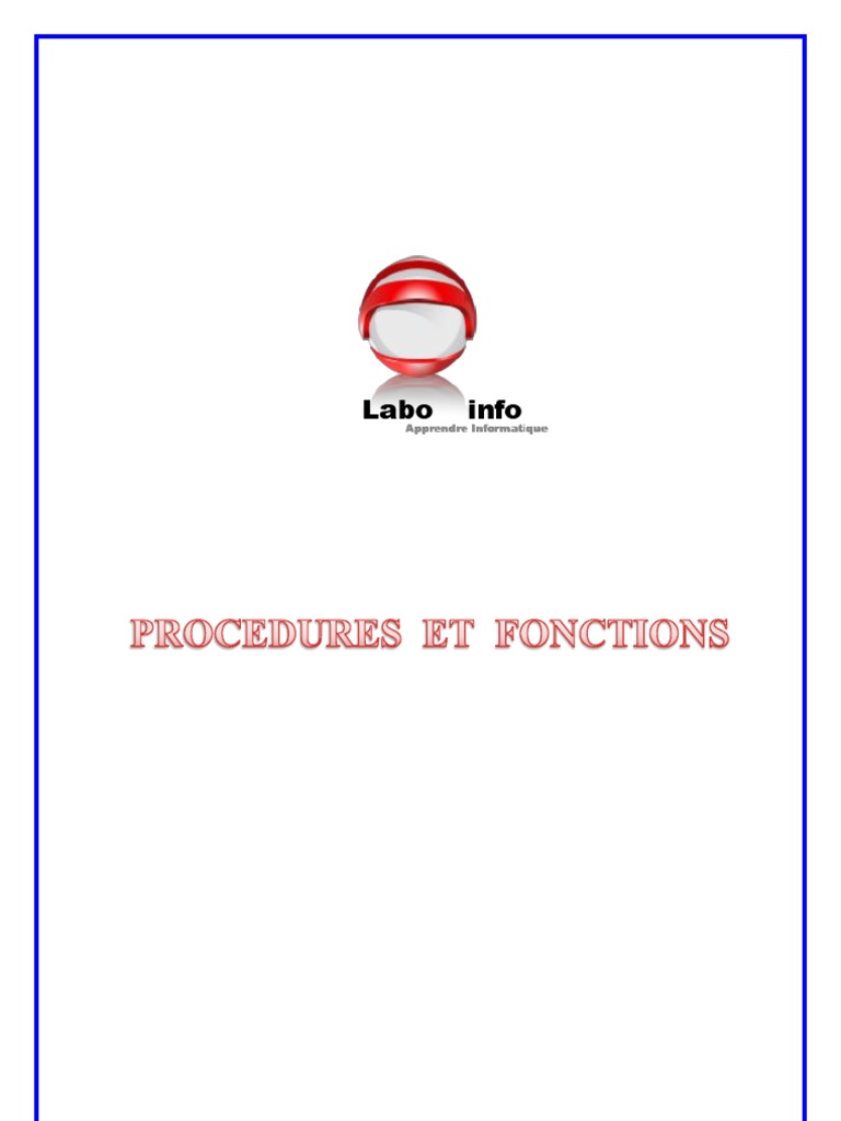 Algorithme Fonctions Et Procedures | PDF | Programmation informatique ...