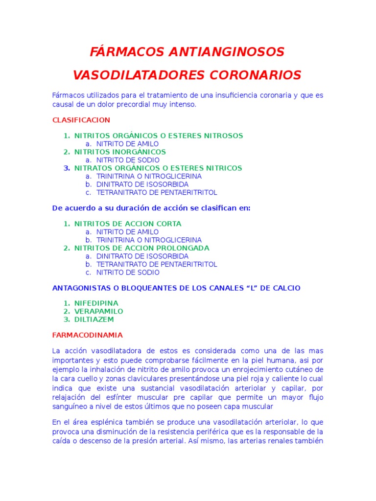 Fármacos Antianginosos | PDF | Especialidades Medicas | Sistema ...