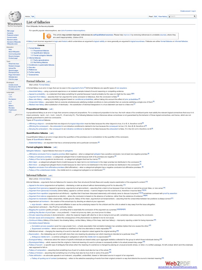 List of Fallacies | PDF | Fallacy | Argument