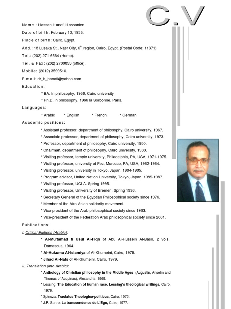 CV Hanafi | PDF | Cairo | Science