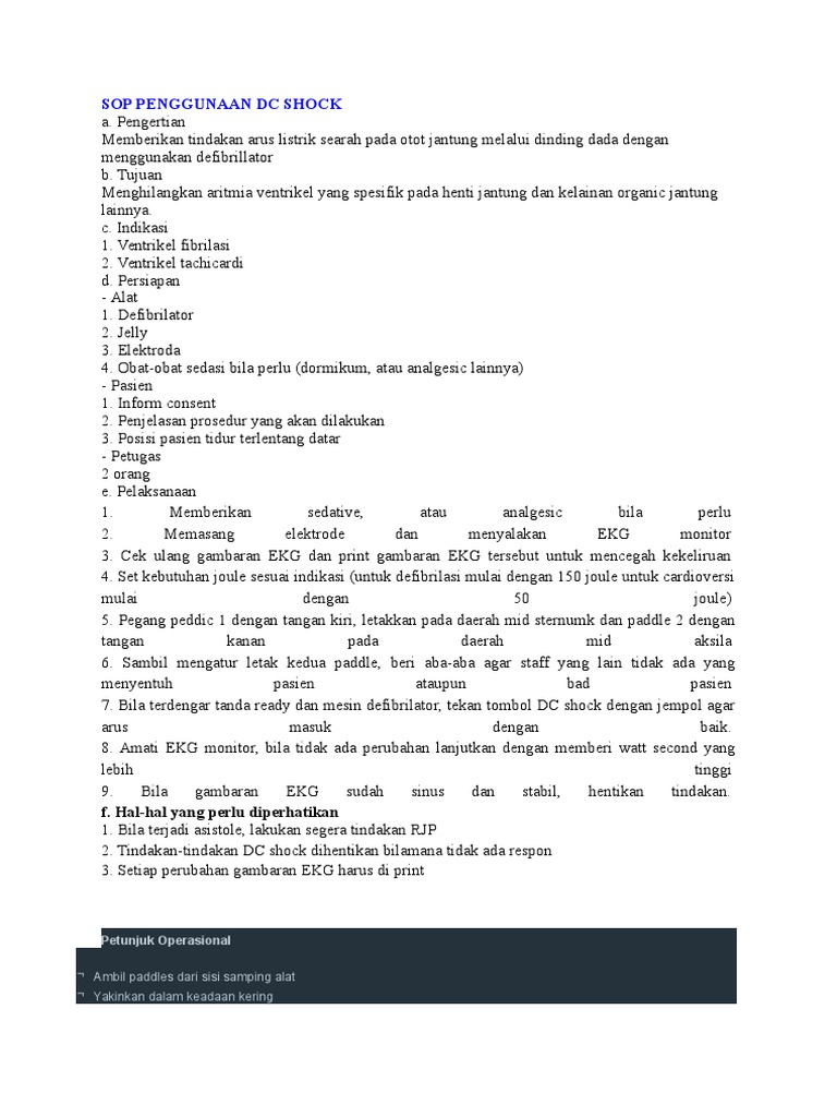 Sop Penggunaan DC Shock | PDF