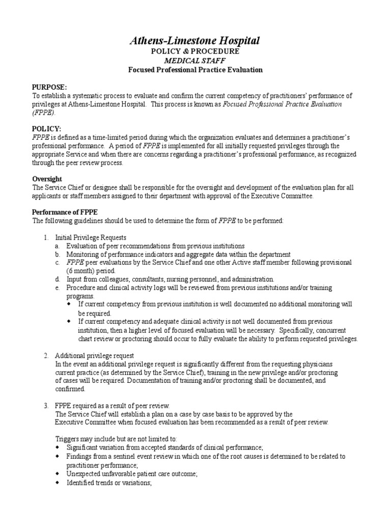 Fppe P&P | PDF | Physician | Evaluation