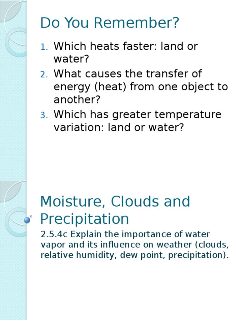 2-3 Moisture Precipitation Clouds PPT LESSON | PDF | Humidity | Cloud